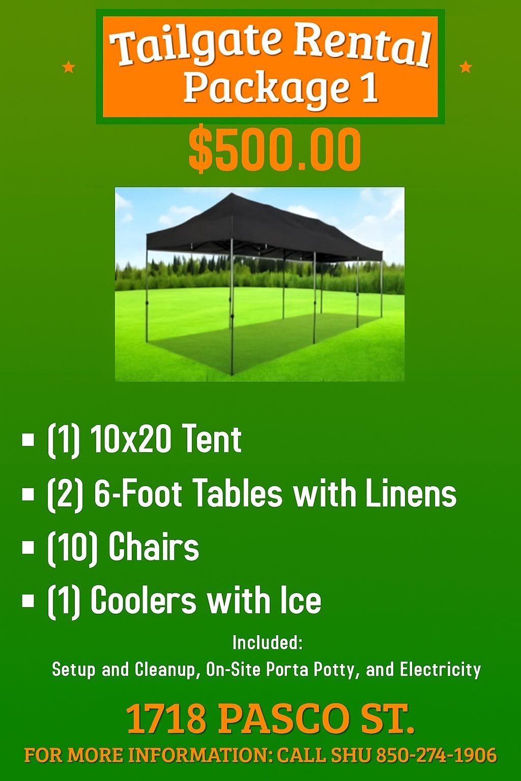 Tailgate Rental Package 1 | Shu’s Event Rentals