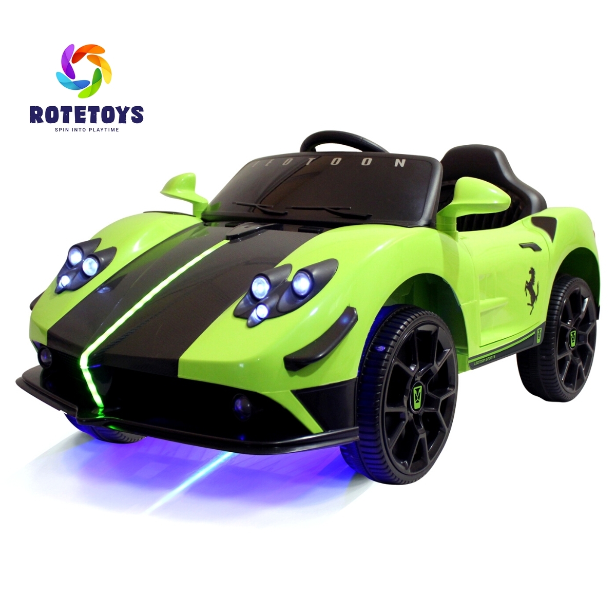 GREEN LAMBO BATTERY OPERATED CAR | Rent toys in Bangalore - Rotetoys