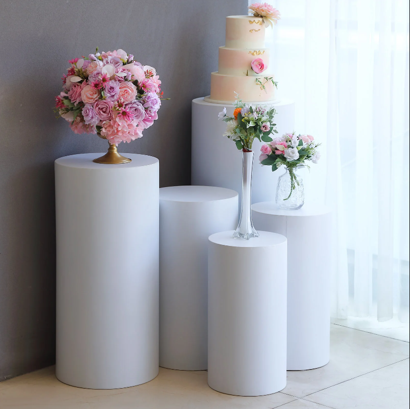 Metal Cylinder Prop Pedestal Stands - Set of 5 (select a color ...