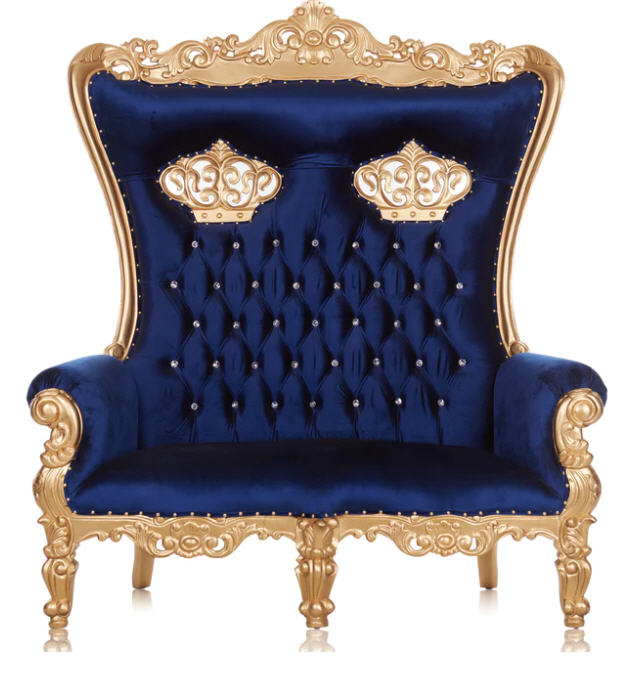 For Rent Royal Blue Kingdom King & Queen Love Seat Throne Chair For ...