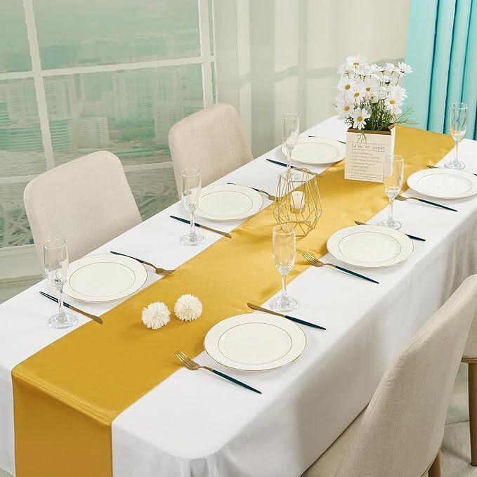 Party Rental - Decorative Satin Table Runner - Gold | Cobb Party Rental ...