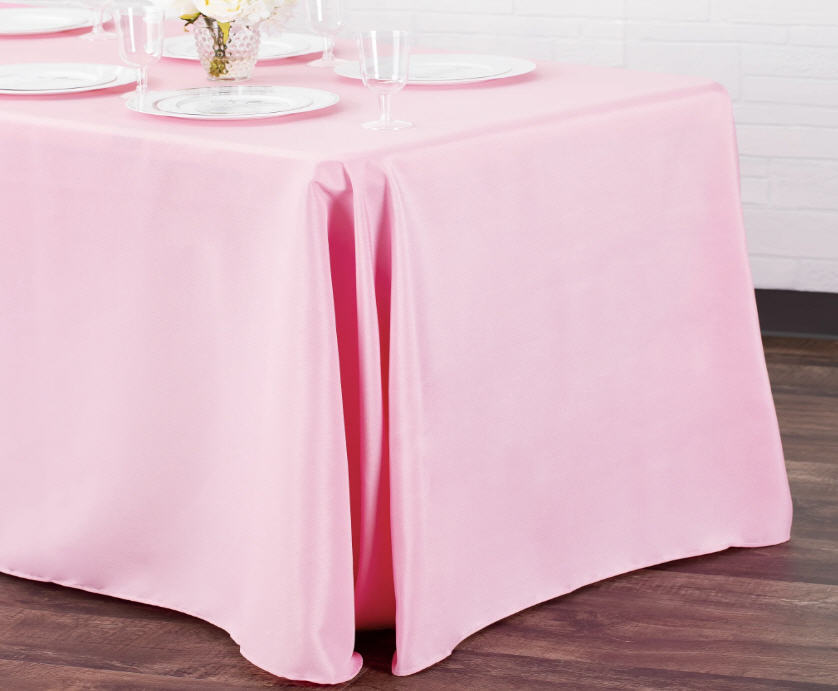 Party Rental Pink Rectangular Table Cover Linen - Loose Fit 90'x132 ...