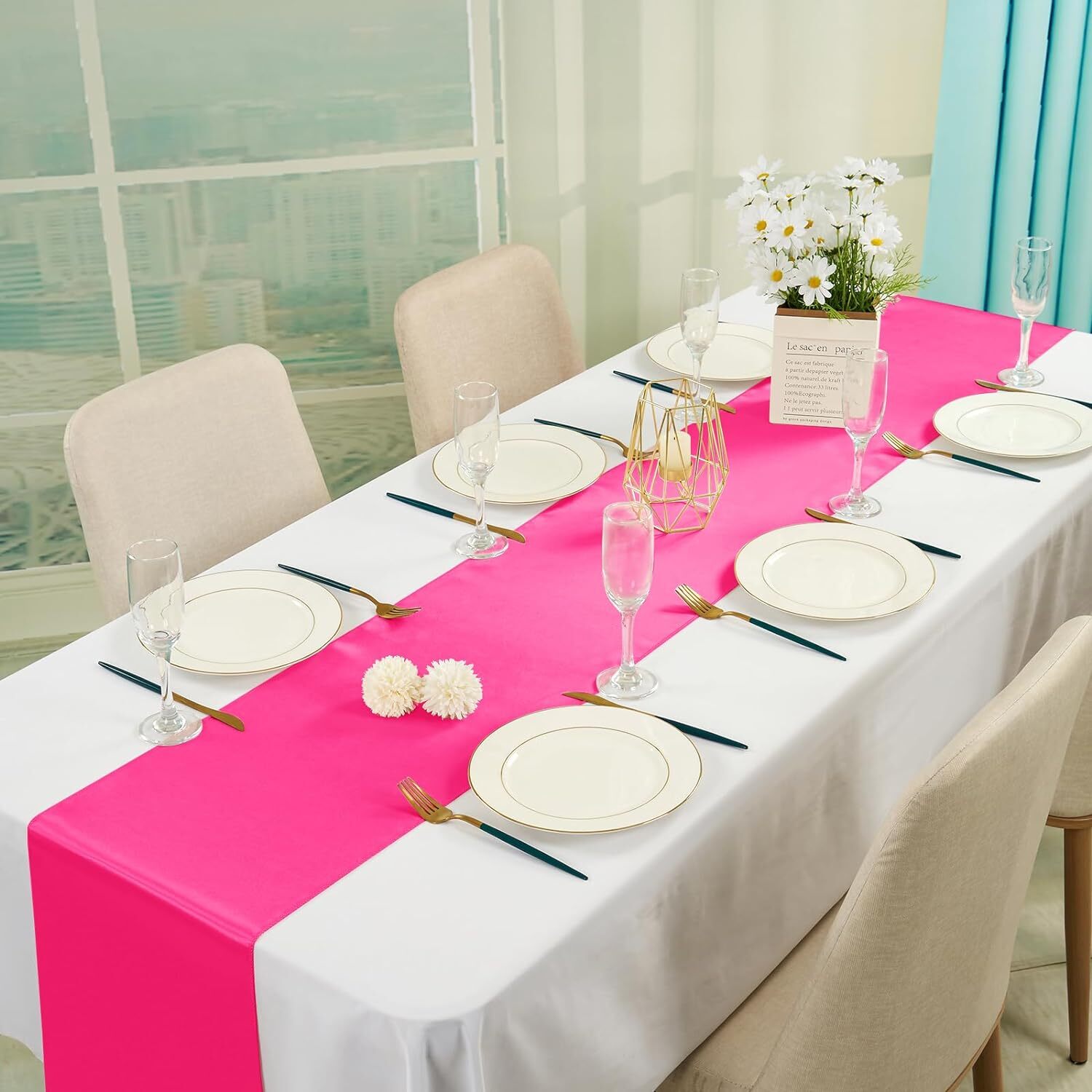 Party Rental - Decorative Satin Table Runner - Hot Pink | Cobb Party ...