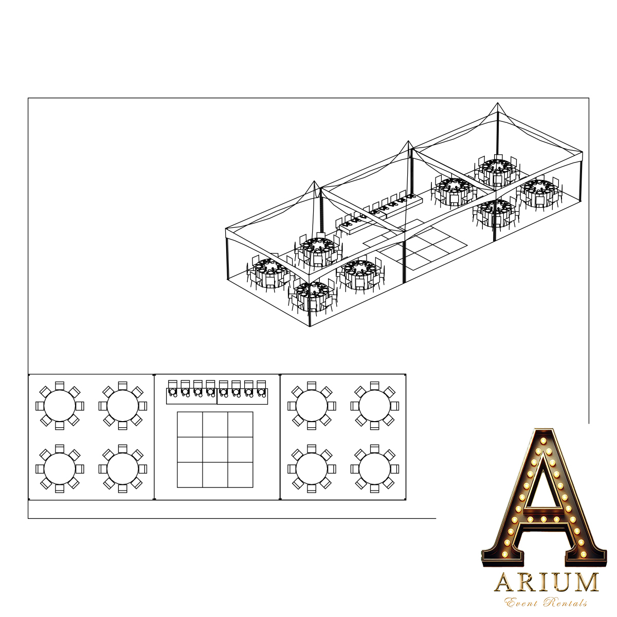 (Premium) 72 Guest 20x60 Tent Package W/ Round Tables And Dance Floor ...