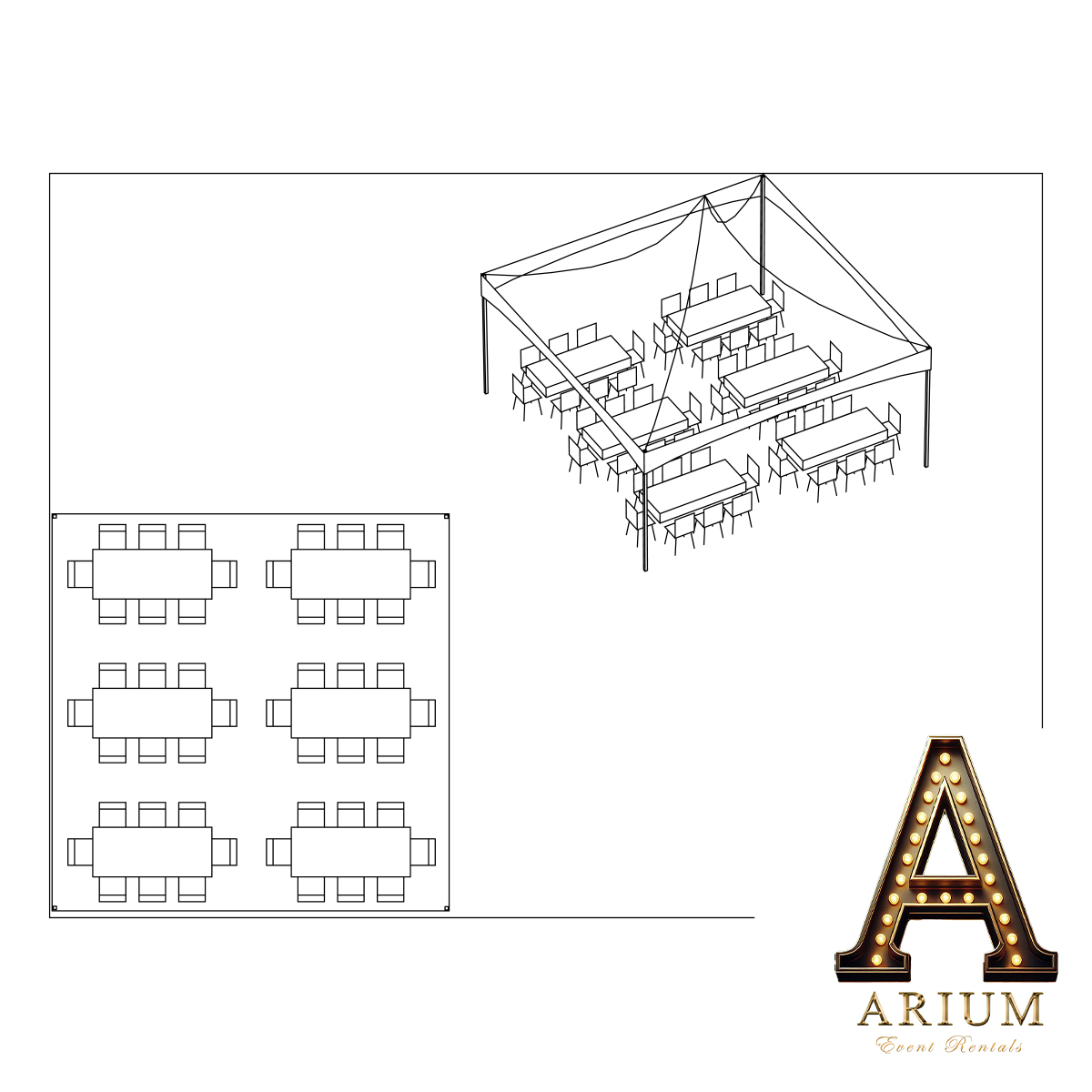 48 Guest 20x20 Tent Package W/ Rectangle Tables | Party Rentals ...