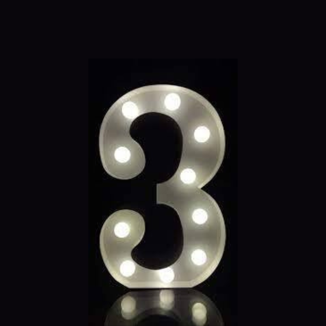 Marquee Light Up Number 3 | #1 DFW Luxury Wedding and Event Rentals Company