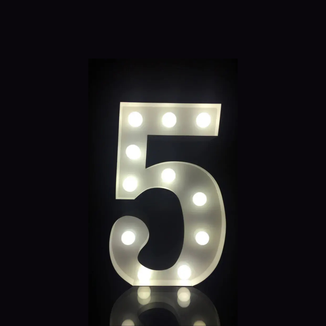 Marquee Light Up Number 5 | #1 DFW Luxury Wedding and Event Rentals Company