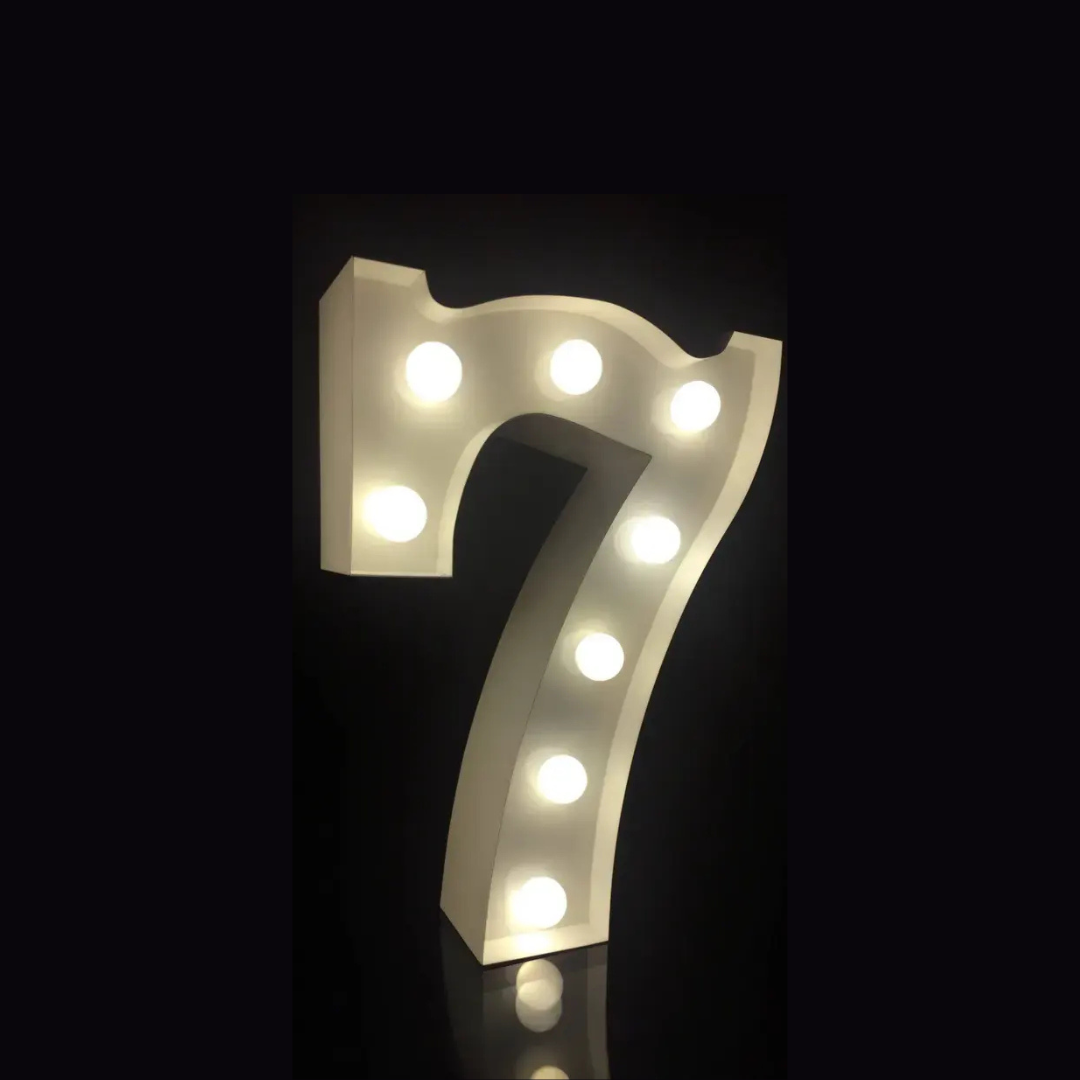 Marquee Light Up Number 7 | #1 DFW Luxury Wedding and Event Rentals Company