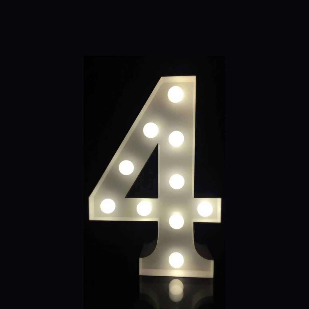 Marquee Light Up Number 4 | #1 DFW Luxury Wedding and Event Rentals Company