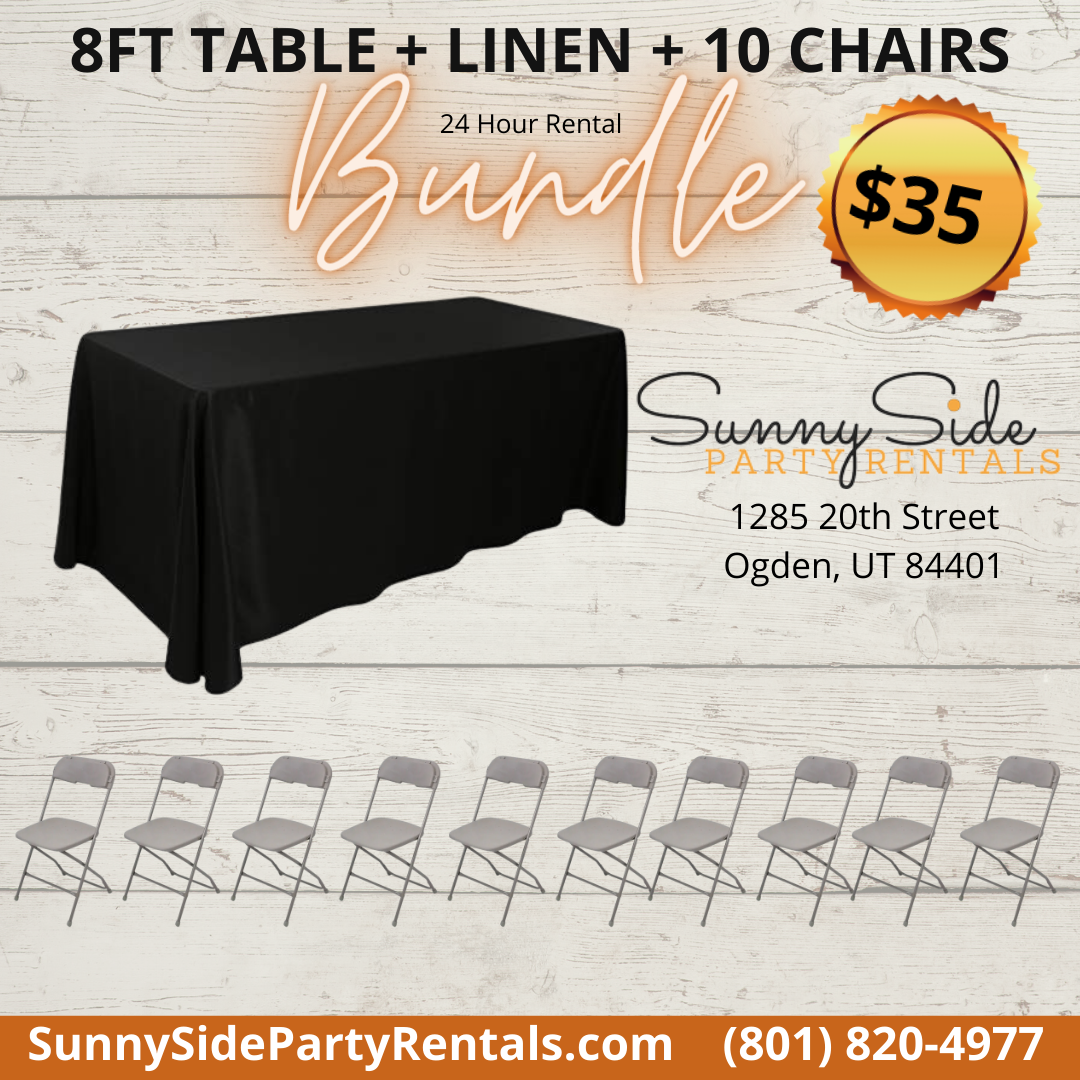 8ft Table Bundle Rental | Complete Setup for Events | Sunny Side Party ...