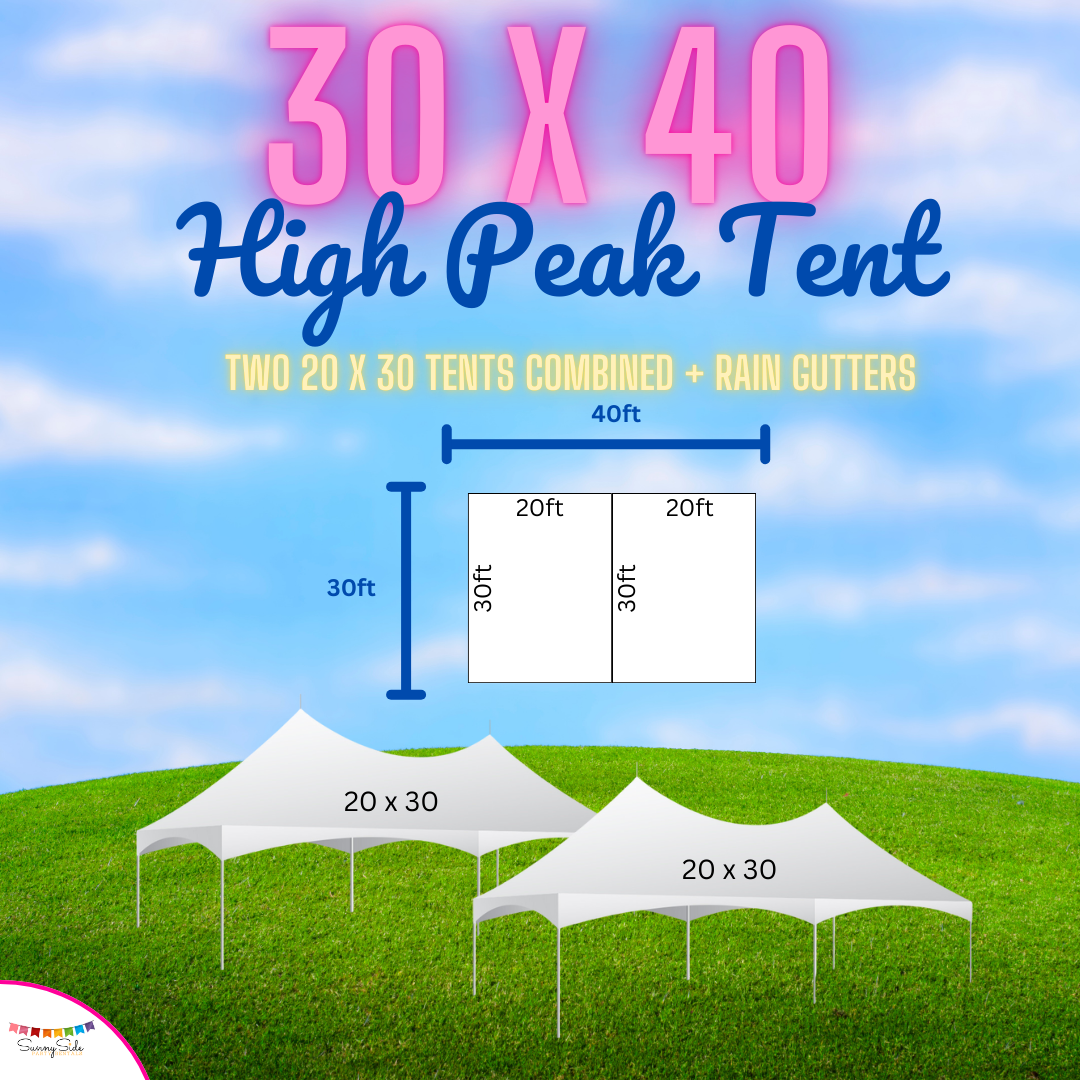 30x40 High Peak Frame Tent | Sunny Side Party Rentals