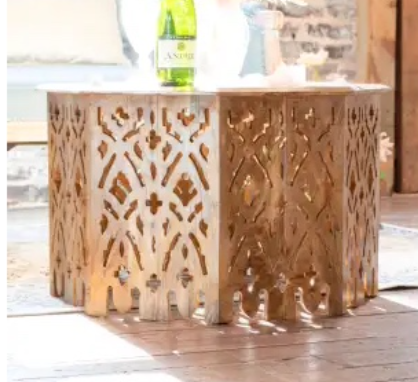 Wood Cut-Out Coffee Table | NC Event Rentals | A Bushel and A Peck ...