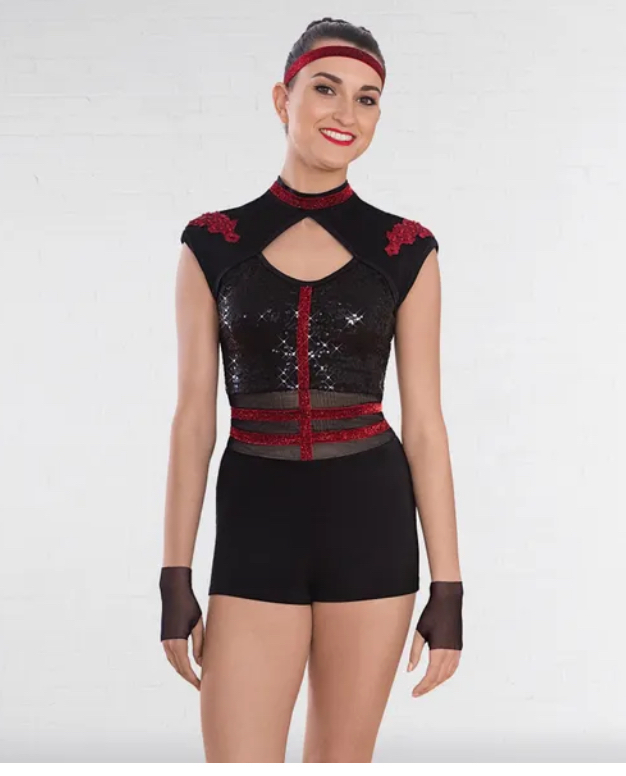 DC58 BLACK AND RED UNITARD | Debbie's Costume Hire