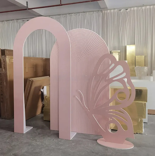 Pink Hollow And Ripple Backdrop Butterfly Package | Elegant Party Hire ...