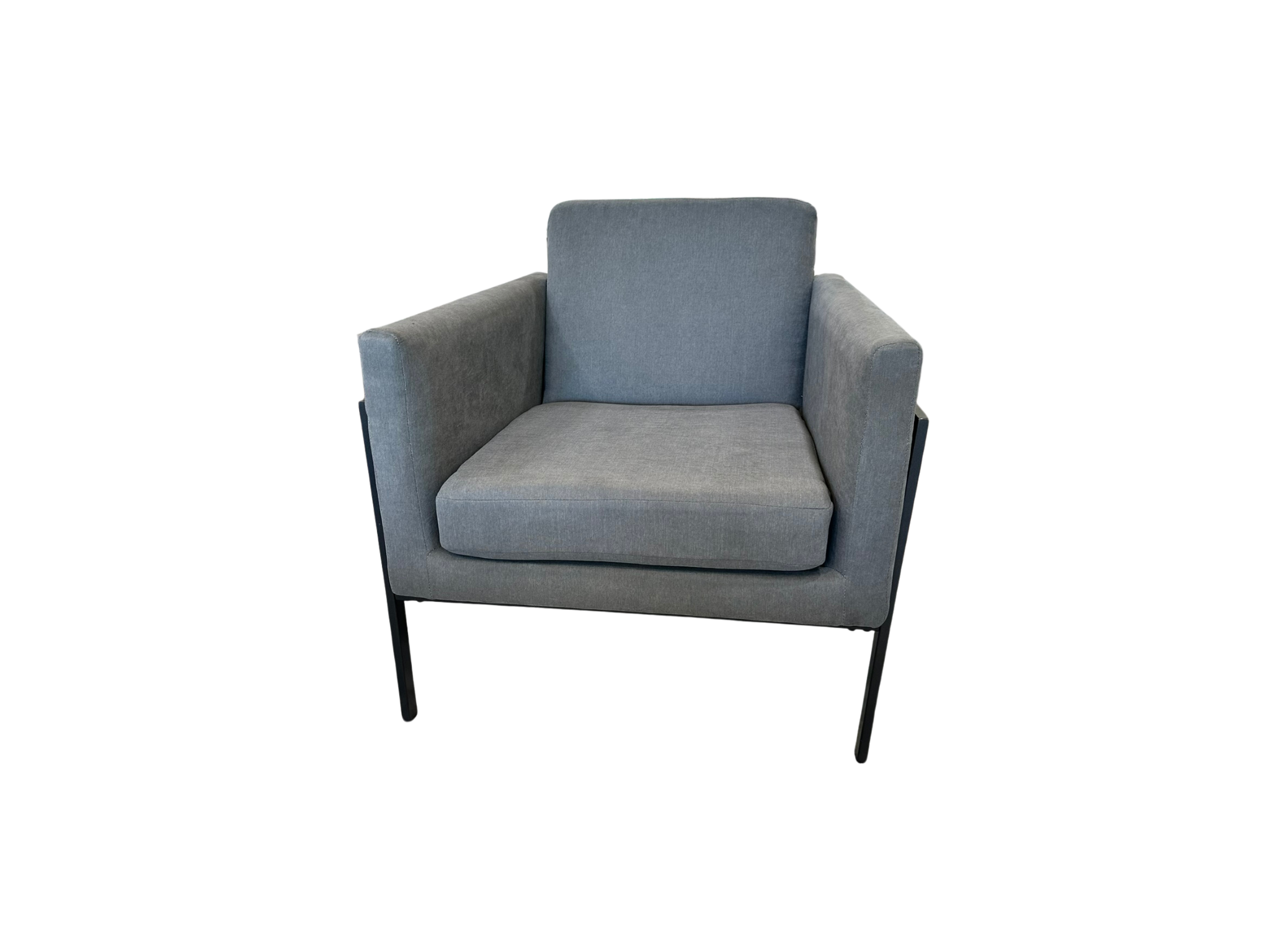 Narrow Arm Slate Gray Accent Chair | Design Eye Rentals - Austin