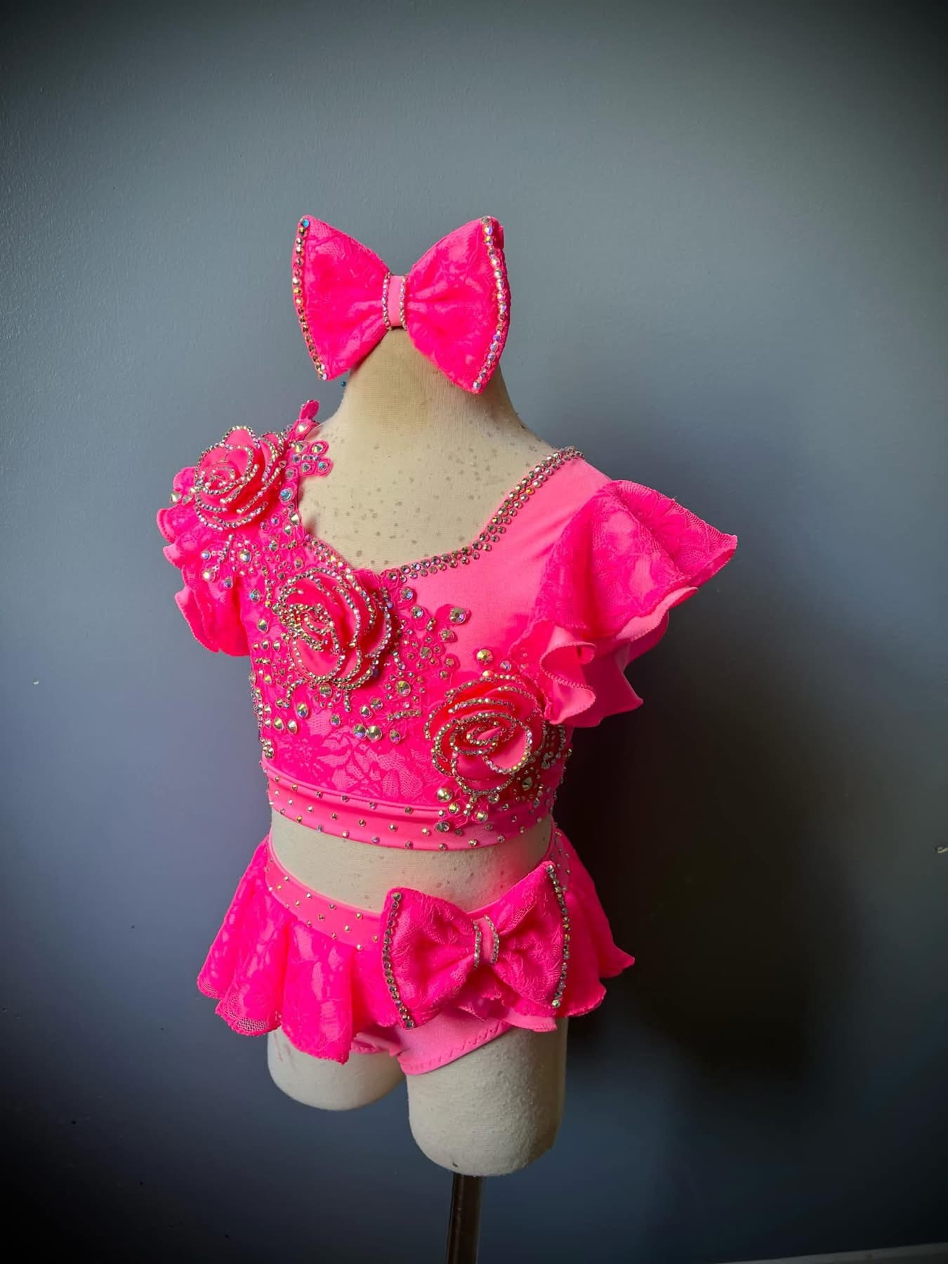 AM- Boo Bear Hot Pink Glitz Swim 18/3 | Mallie´s Closet Pageant Rentals
