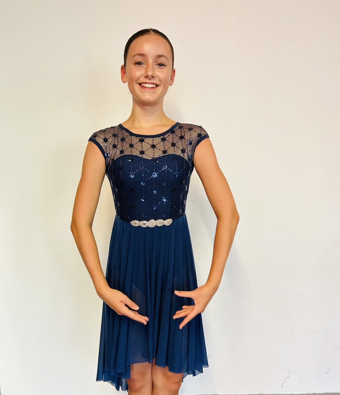Bl176 -NAVY LYRICAL DRESS | B'Loved Dance Costume Hire