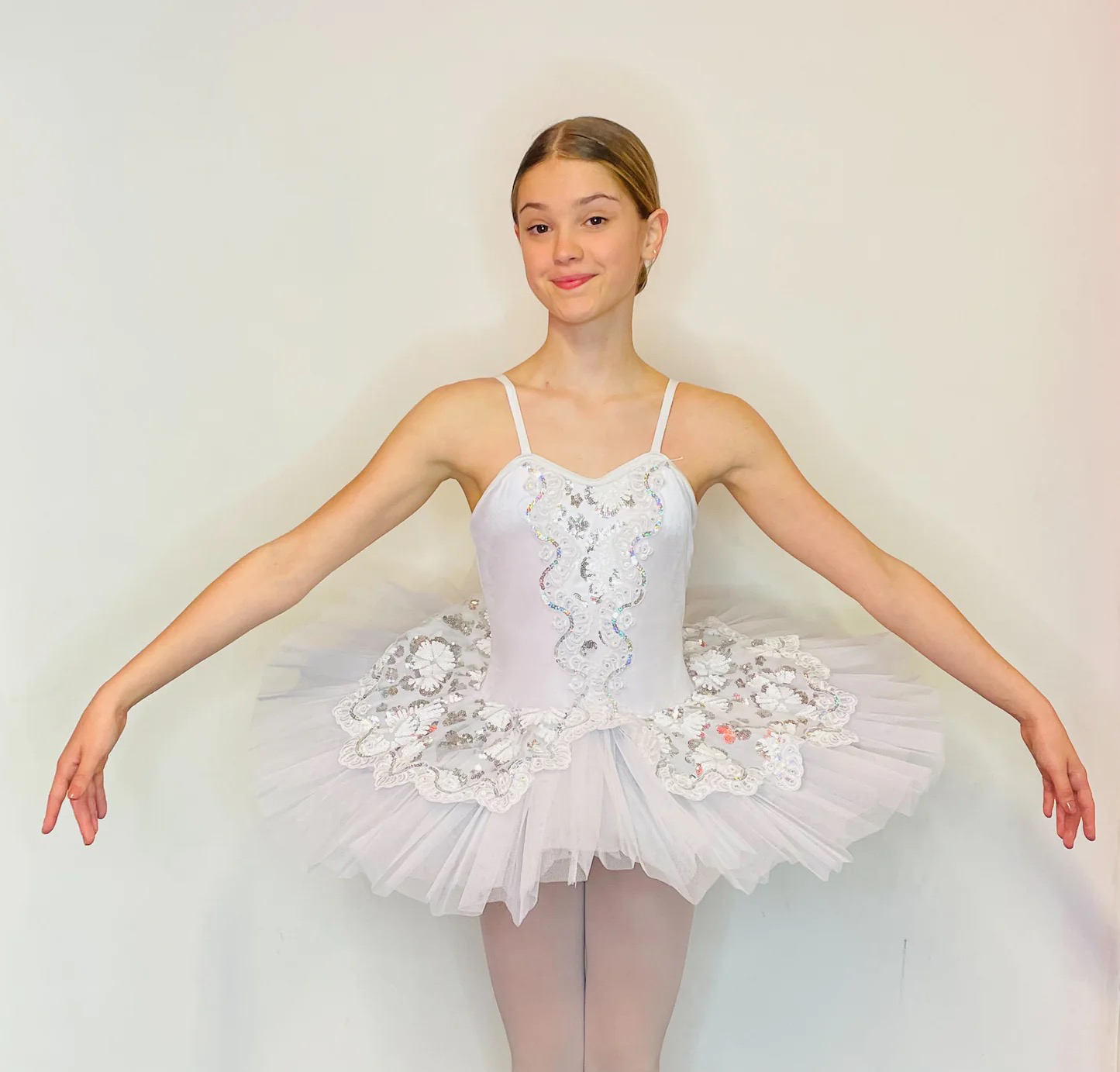 BL045 - WHITE/SILVER TUTU | B'Loved Dance Costume Hire