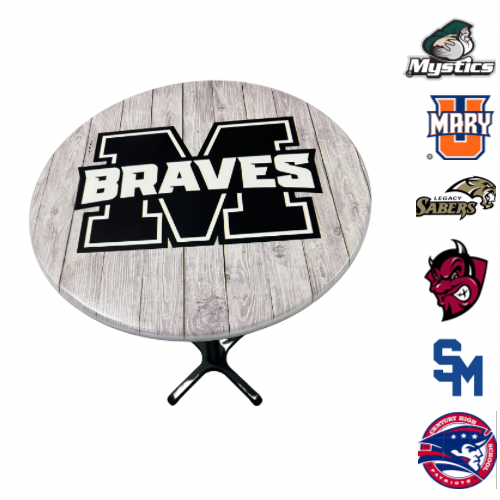 Custom School Logo Tables | BisMan Party Rentals