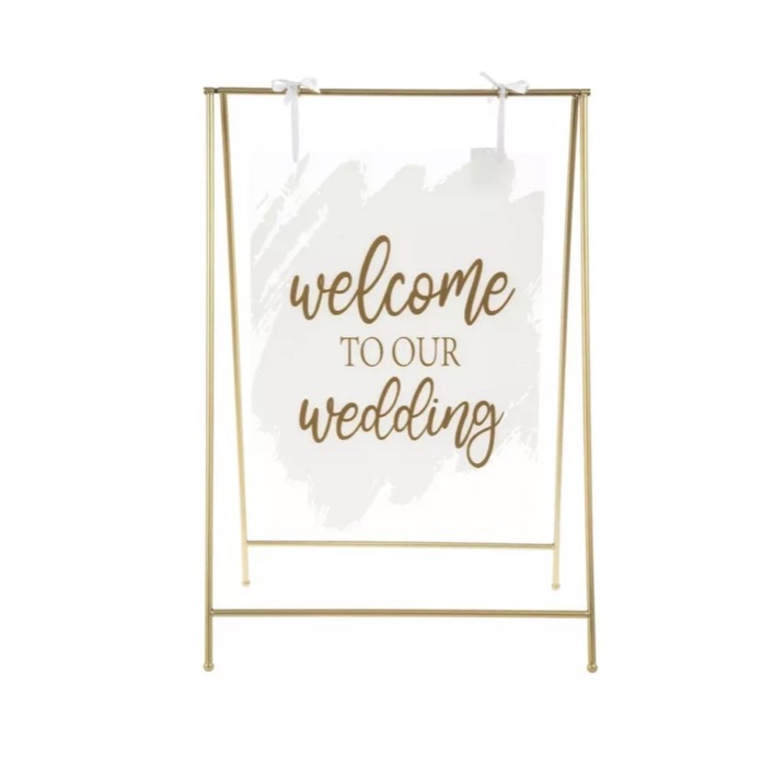 Hanging Welcome Sign - Gold Frame | BOXWOOD EVENTS LTD.