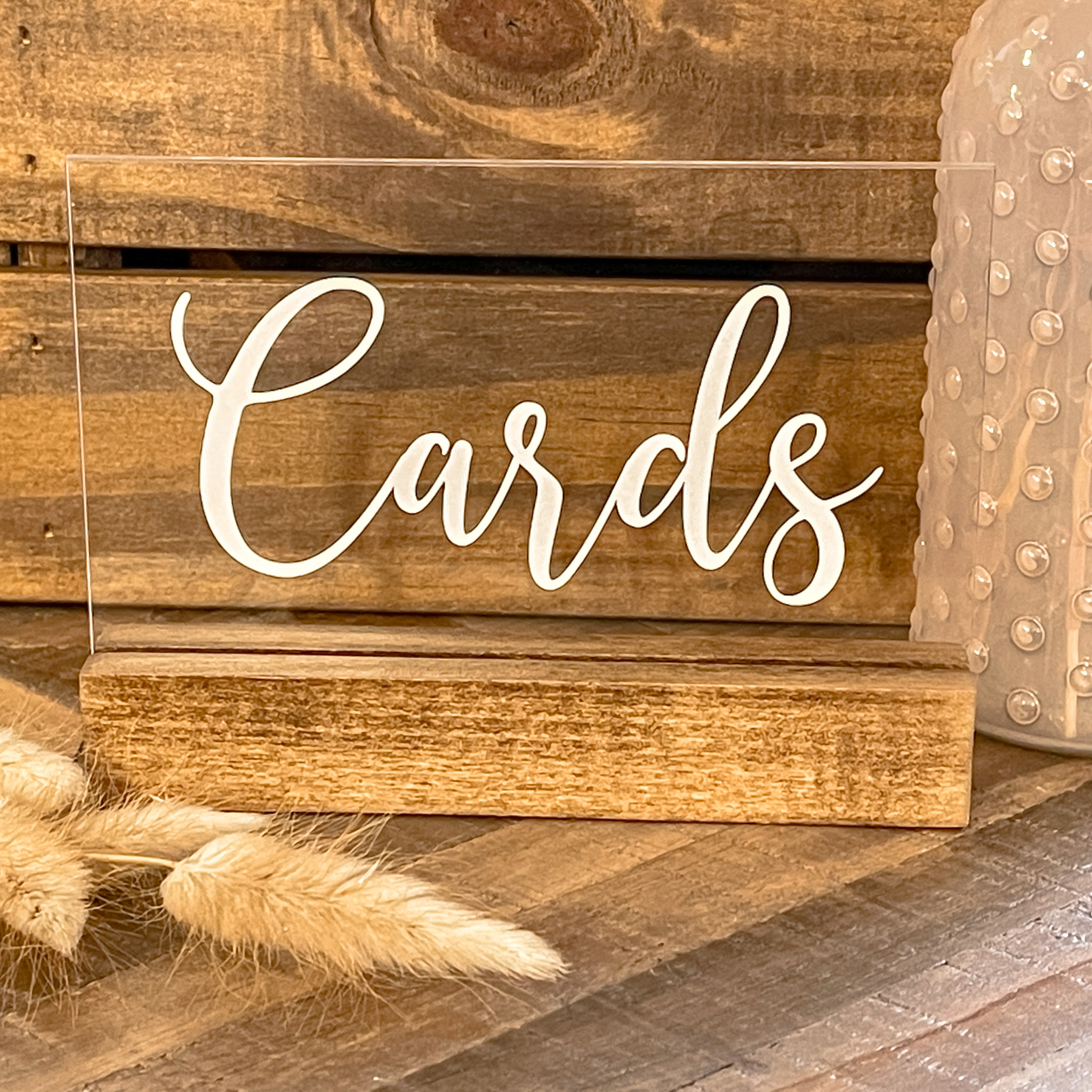 Cards Acrylic Sign - Wood Base | BOXWOOD EVENTS LTD.