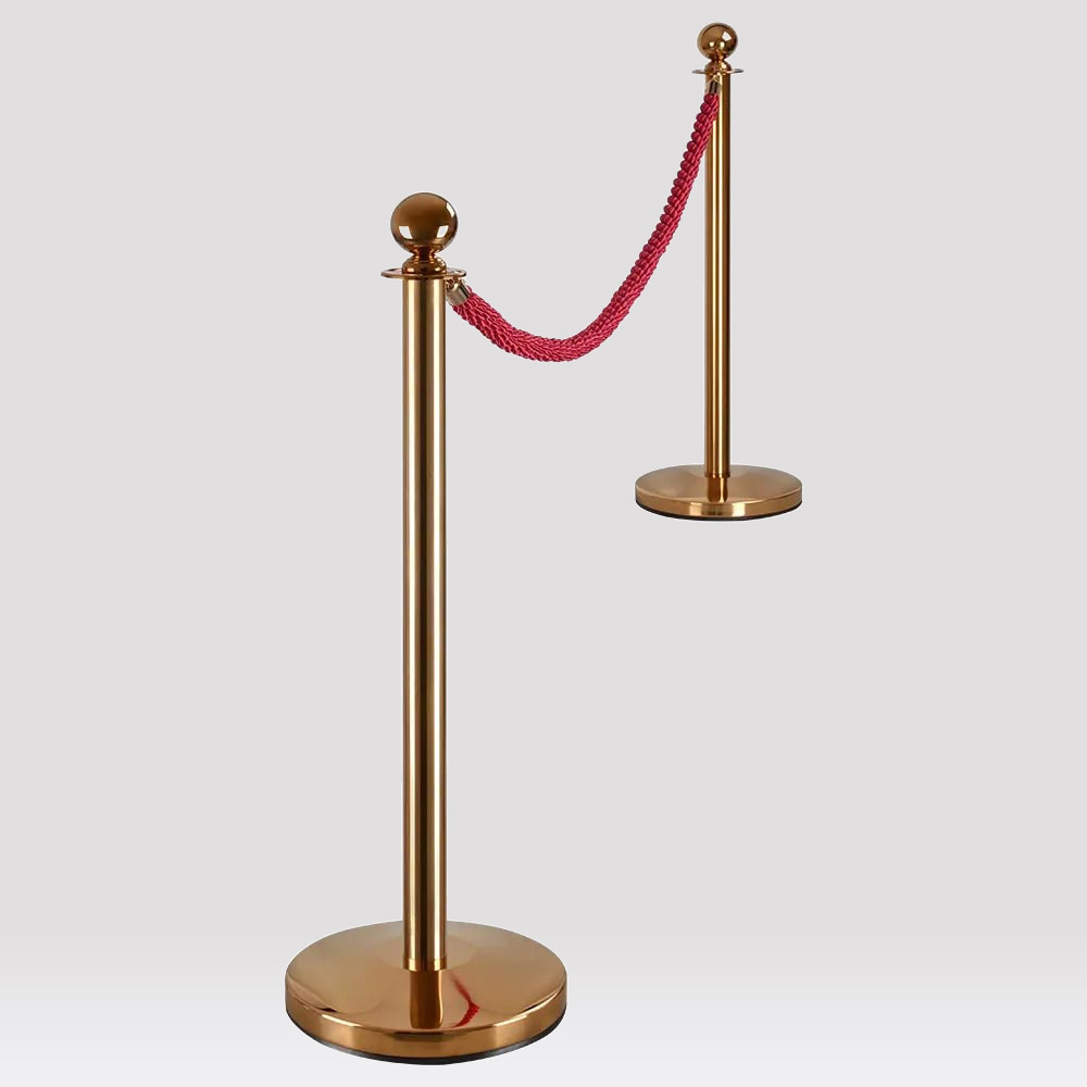 Red and gold barrier stanchion bollard with red ropes set | Getzhire ...