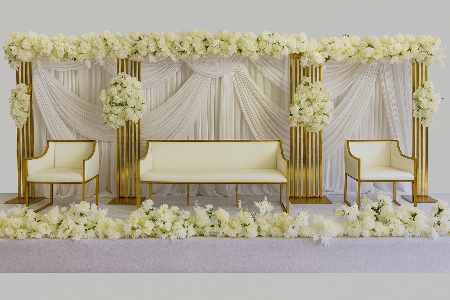 Luxury Gold Lounge Chair Set – 3 Piece | Getzhire - Party Hire ...