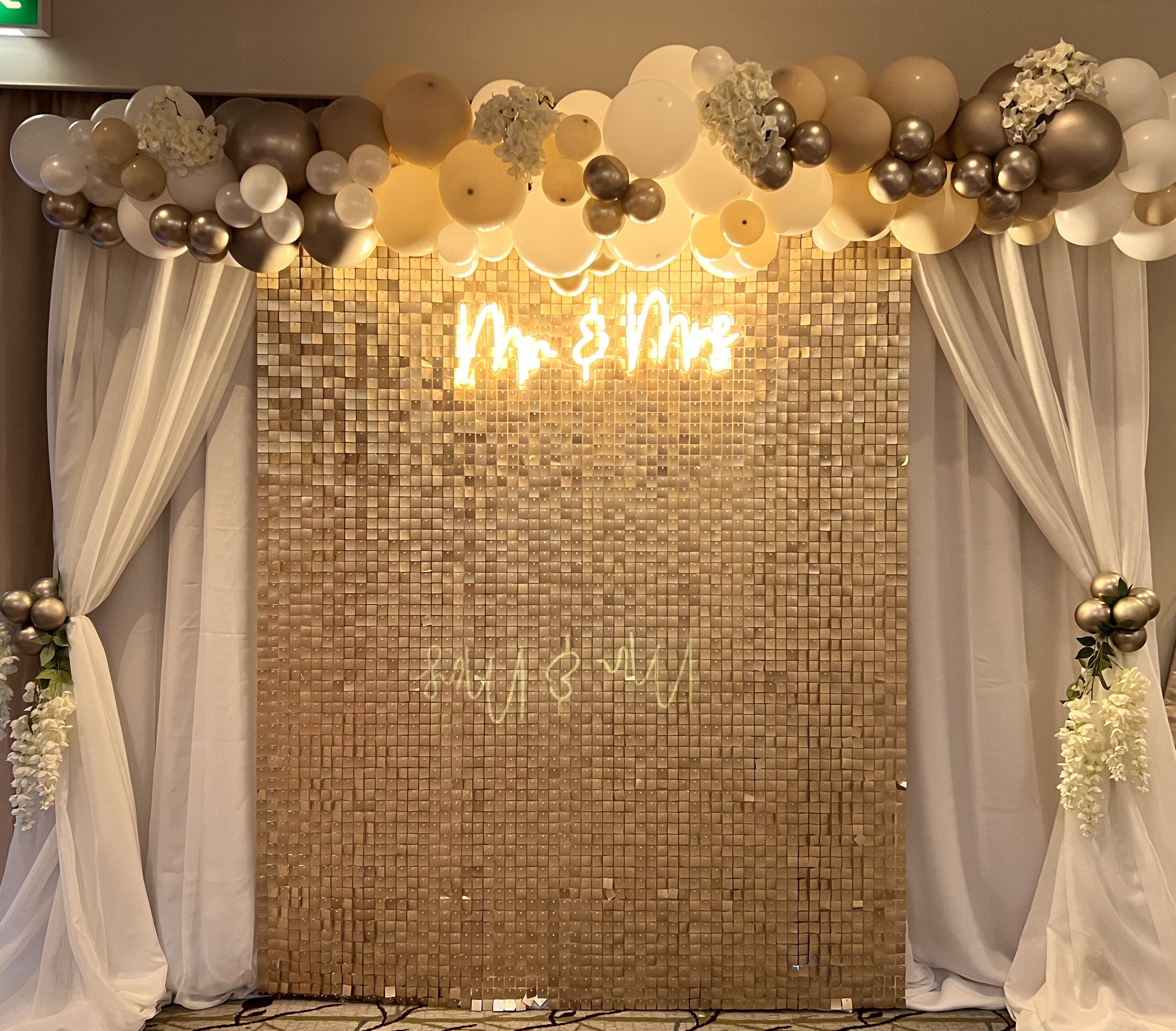 Matte Champagne Gold Sequin Wall Backdrop | Hire in Bristol | Enchanted ...
