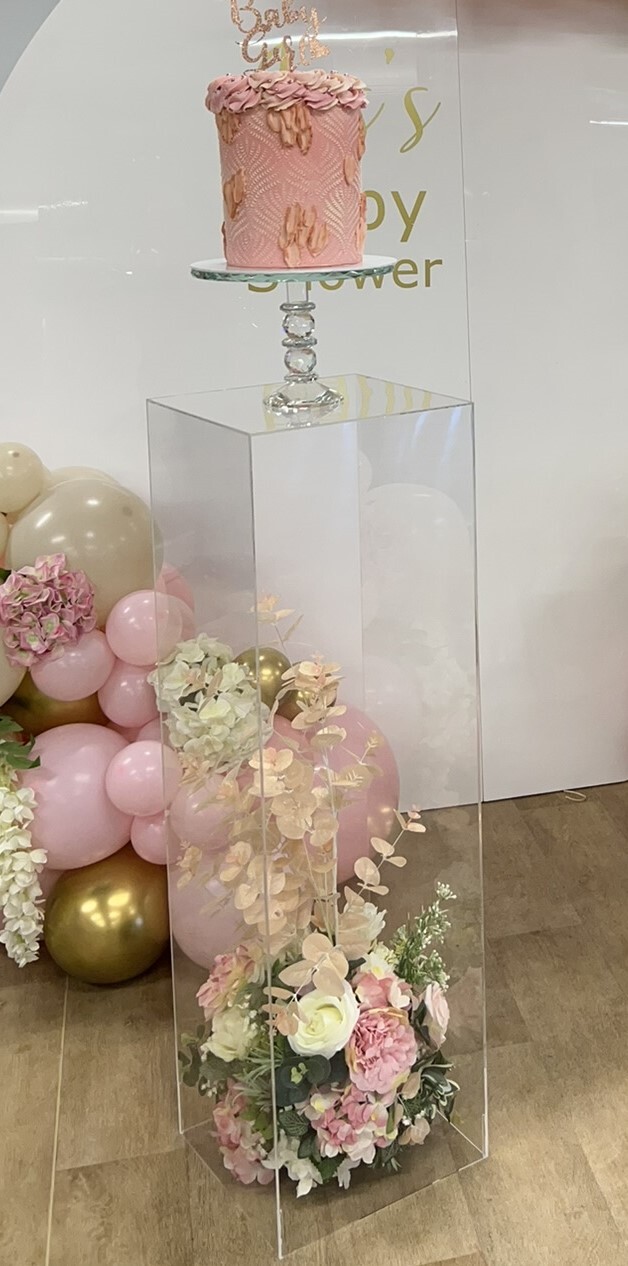 Clear Perspex Plinth Cake Stand Hire | Enchanted Weddings & Events Prop ...